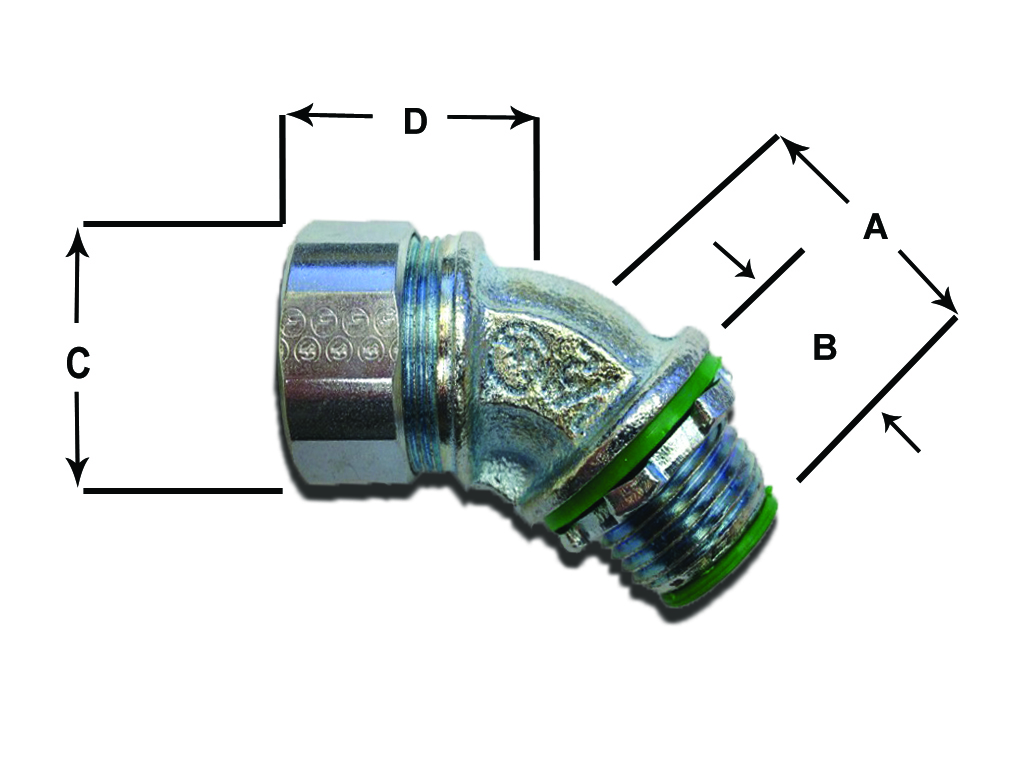 Item # 7STR10045B, 1" 45° STEEL SEALTITE FITTING On Anamet Electrical, Inc.